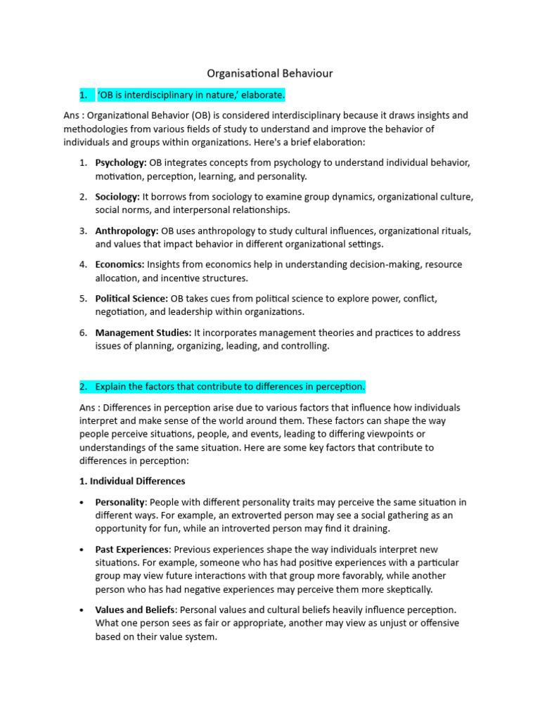 Understanding Organizational Behavior Factors | PDF | Job Satisfaction ...