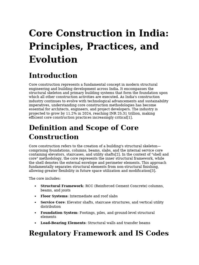 Core Construction Practices in India | PDF | Concrete | Wall