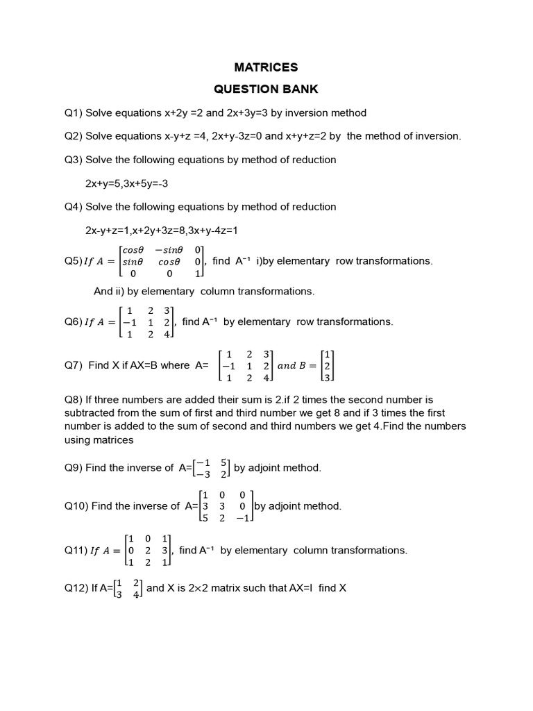 Matrix Equation Solutions and Inverses | PDF