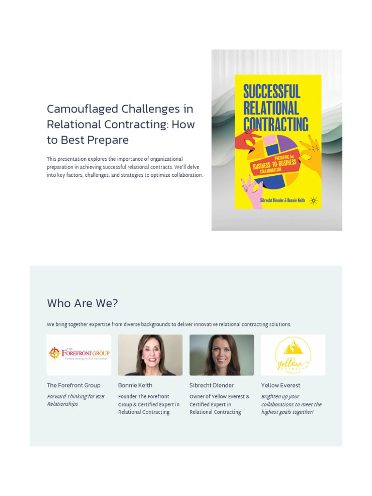 Relational Contracting Success Strategies | PDF | Collaboration | Pricing
