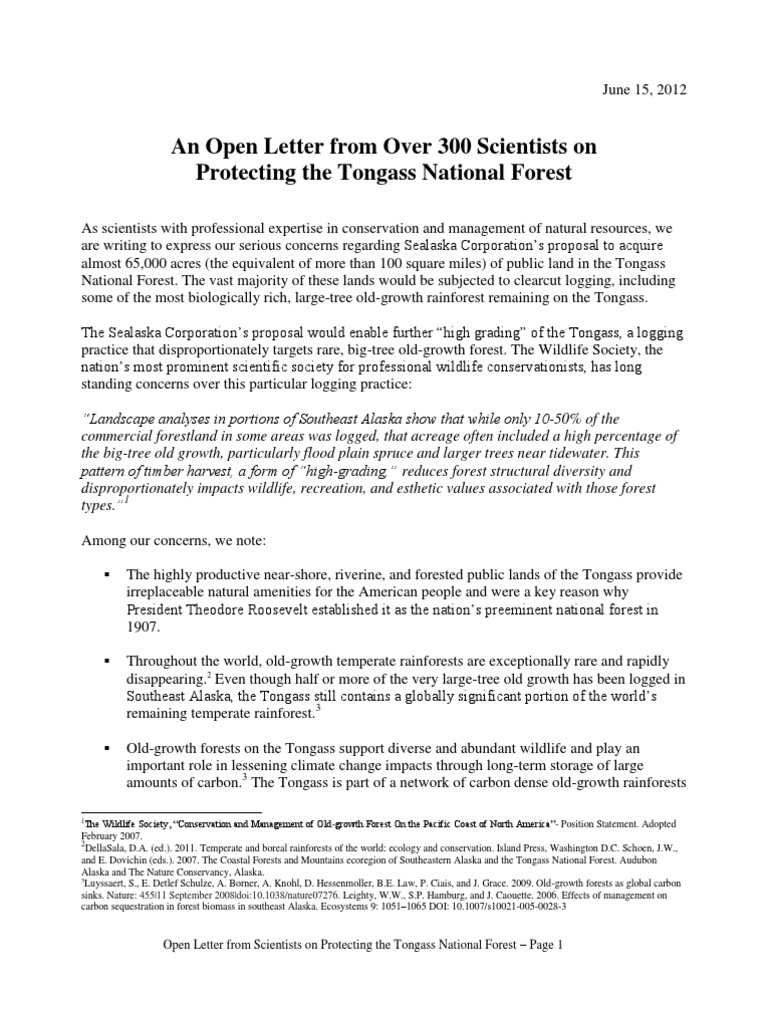 An Open Letter From Over 300 Scientists On Protecting The Tongass ...