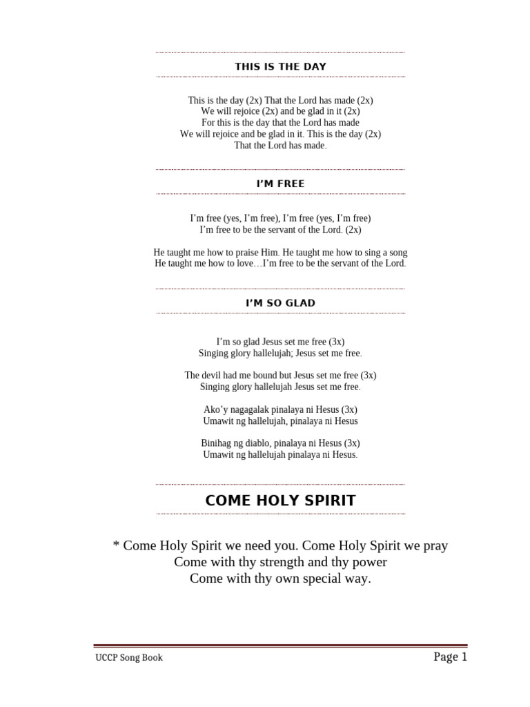 UCCP Worship Songs Collection | PDF | Faith | Religious Belief And Doctrine