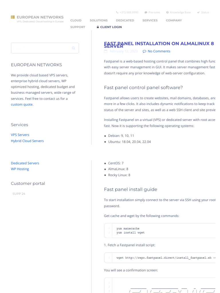 Fast Panel Installation On AlmaLinux 8 Server - European Networks | PDF ...