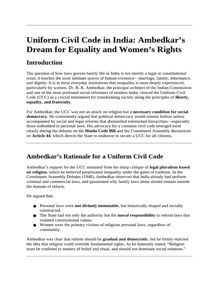 Uniform Civil Code in India | PDF | Justice | Crime & Violence