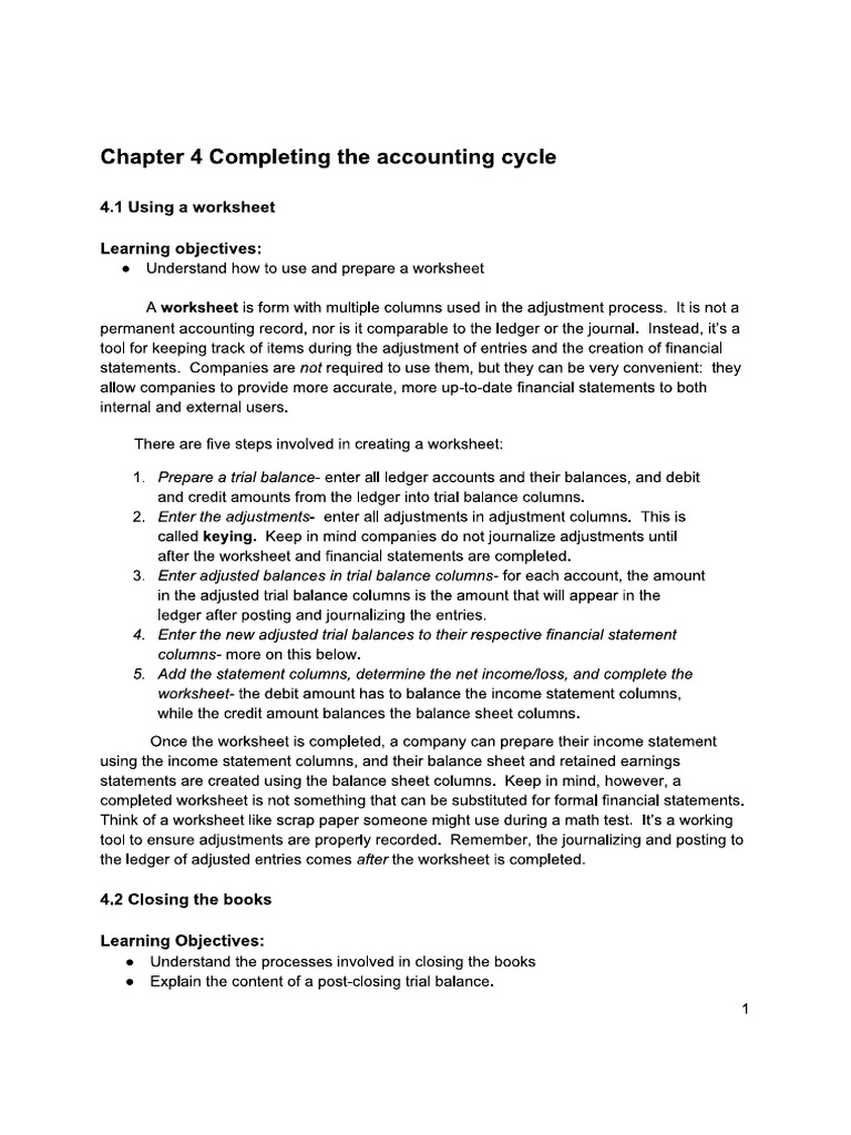 1 - Chapter - 4 - Completing The Accounting Cycle | PDF