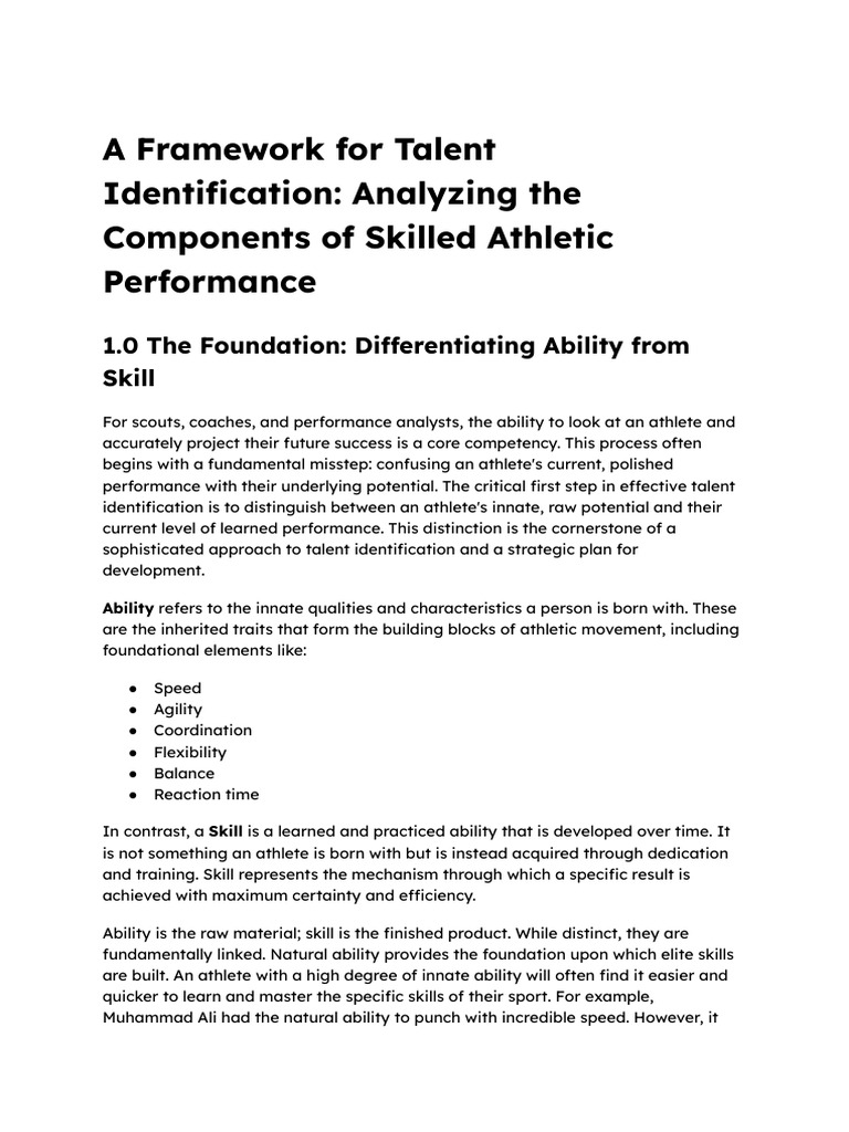 Talent Identification in Athletics Framework | PDF | Learning | Information