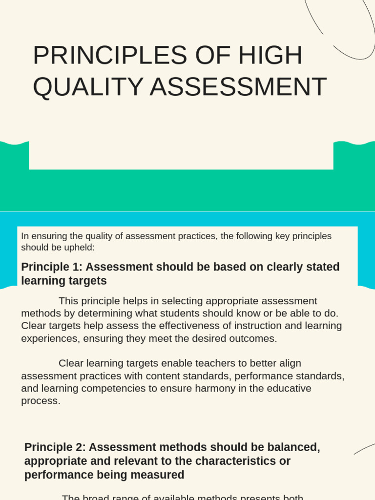 High-Quality Assessment Principles | PDF | Educational Assessment ...