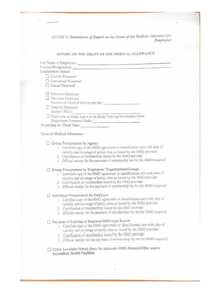 Annex C For Medical Allowance | PDF