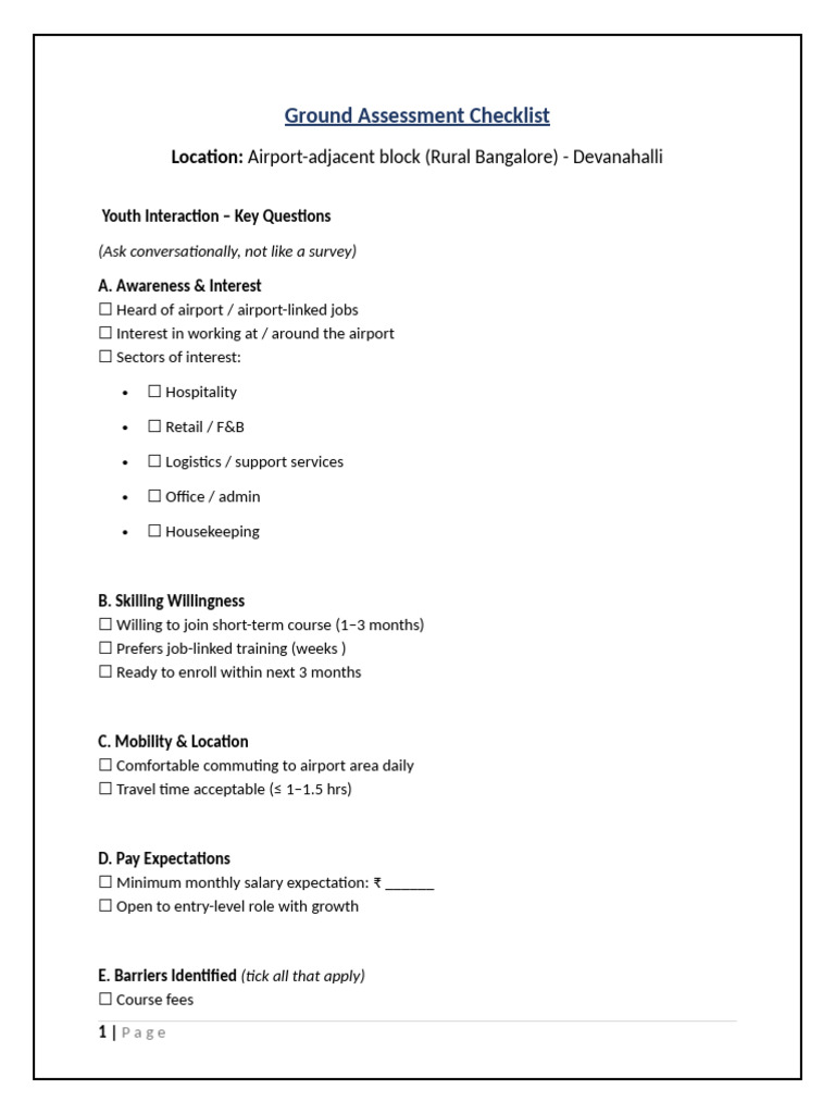 Ground Assessment Checklist | PDF