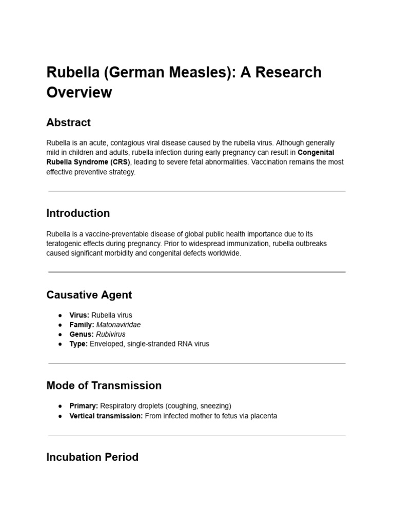 Rubella (German Measles) - A Research Overview | PDF | Microbiology ...