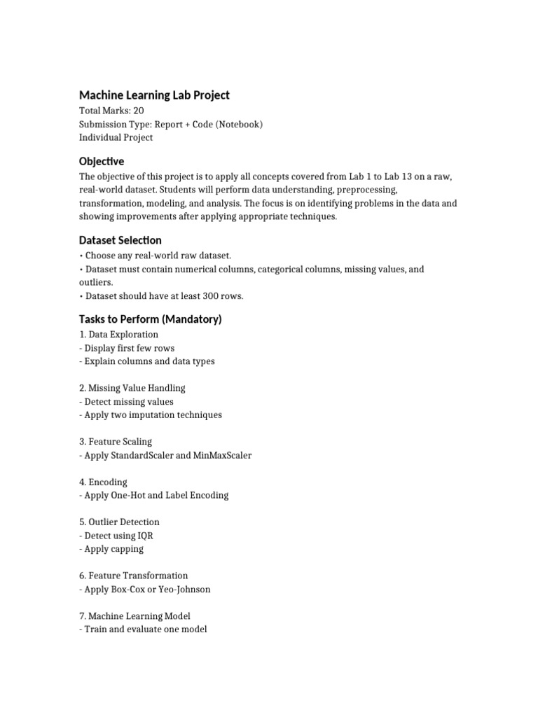 Machine Learning Project Report Guidelines | PDF