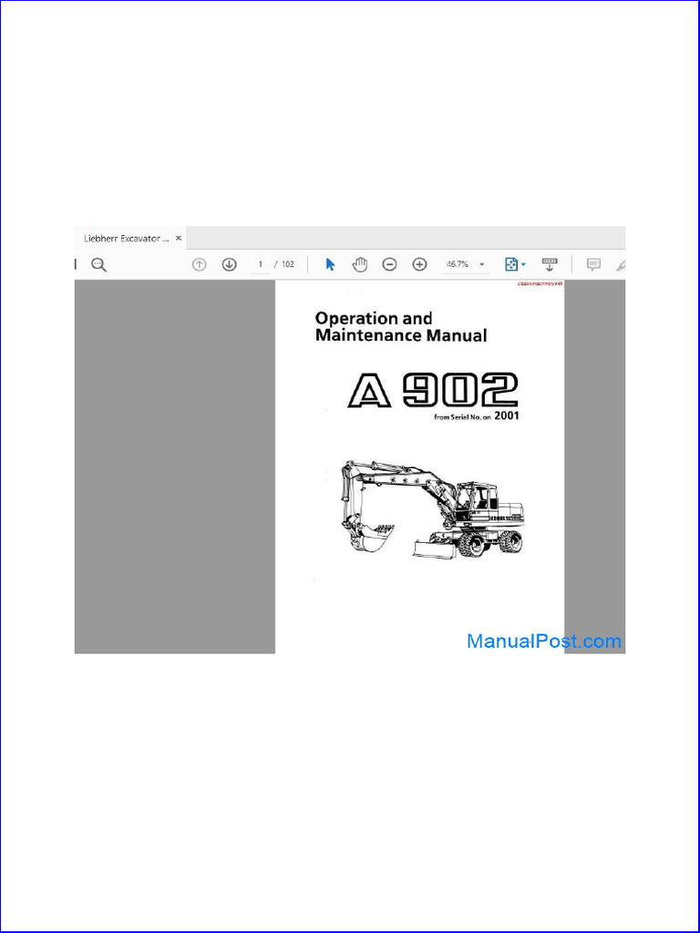 Liebherr Excavator A902 Operation and Maintenance Manual | PDF | County ...