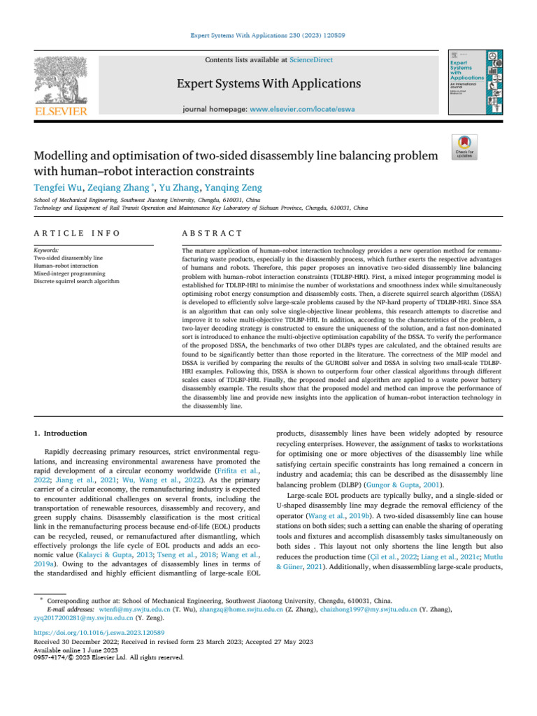 Modelling and Optimisation of Two-Sided Disassembly Line | PDF ...