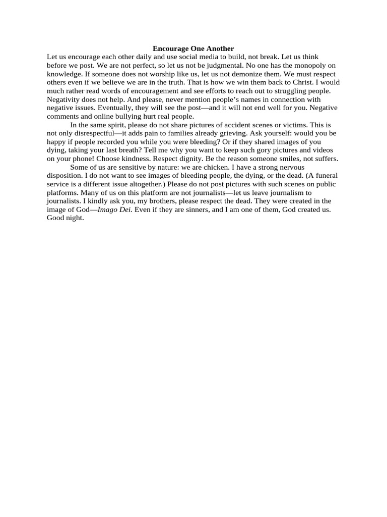 Encourage One Another | PDF