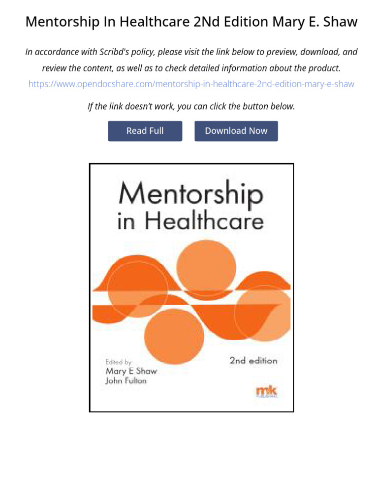 Mentorship in Healthcare 2nd Edition Mary E. Shaw Sample | PDF ...