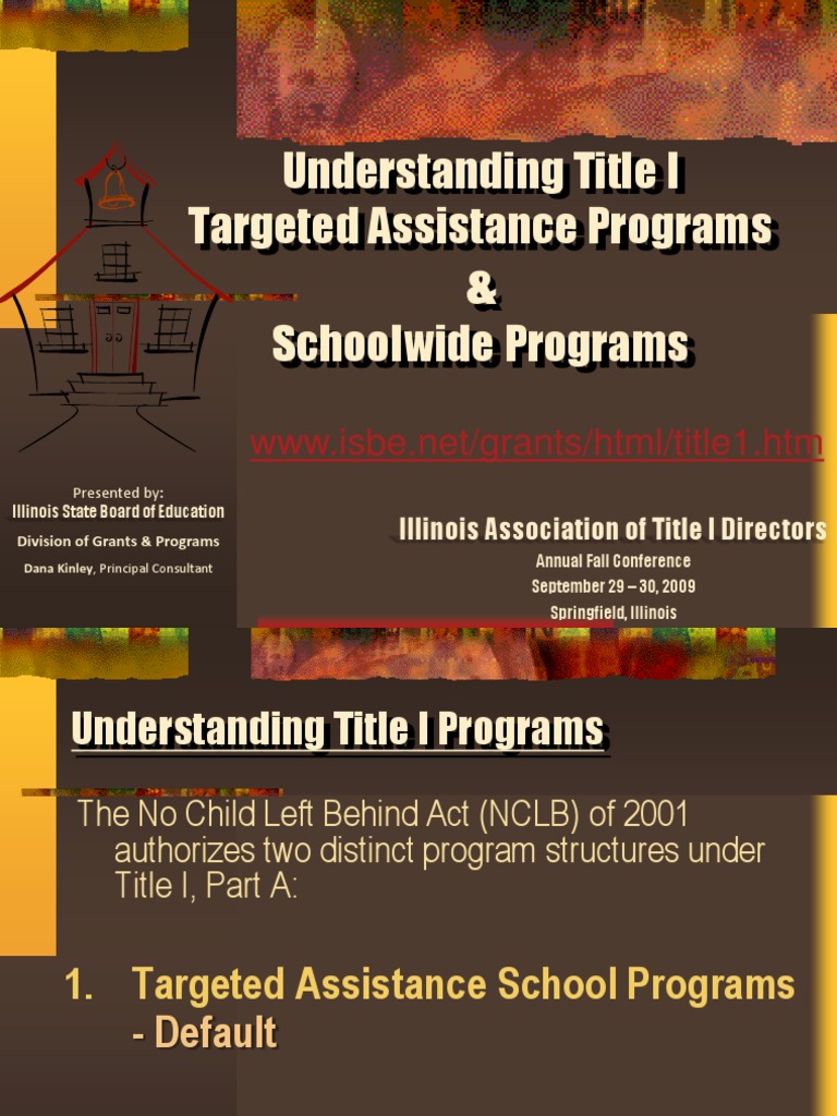 Understanding Title I Targeted Assistance Programs Schoolwide Programs | PDF