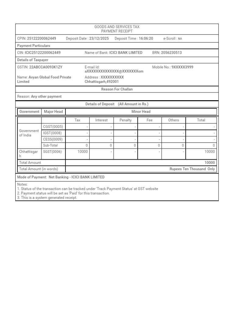 GST-Challan Receipt - AGF CG | PDF