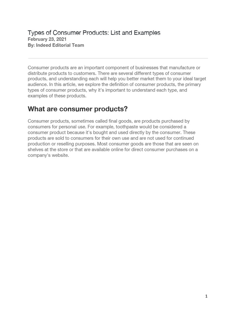Types of Consumer Products Explained | PDF | Brand | Marketing