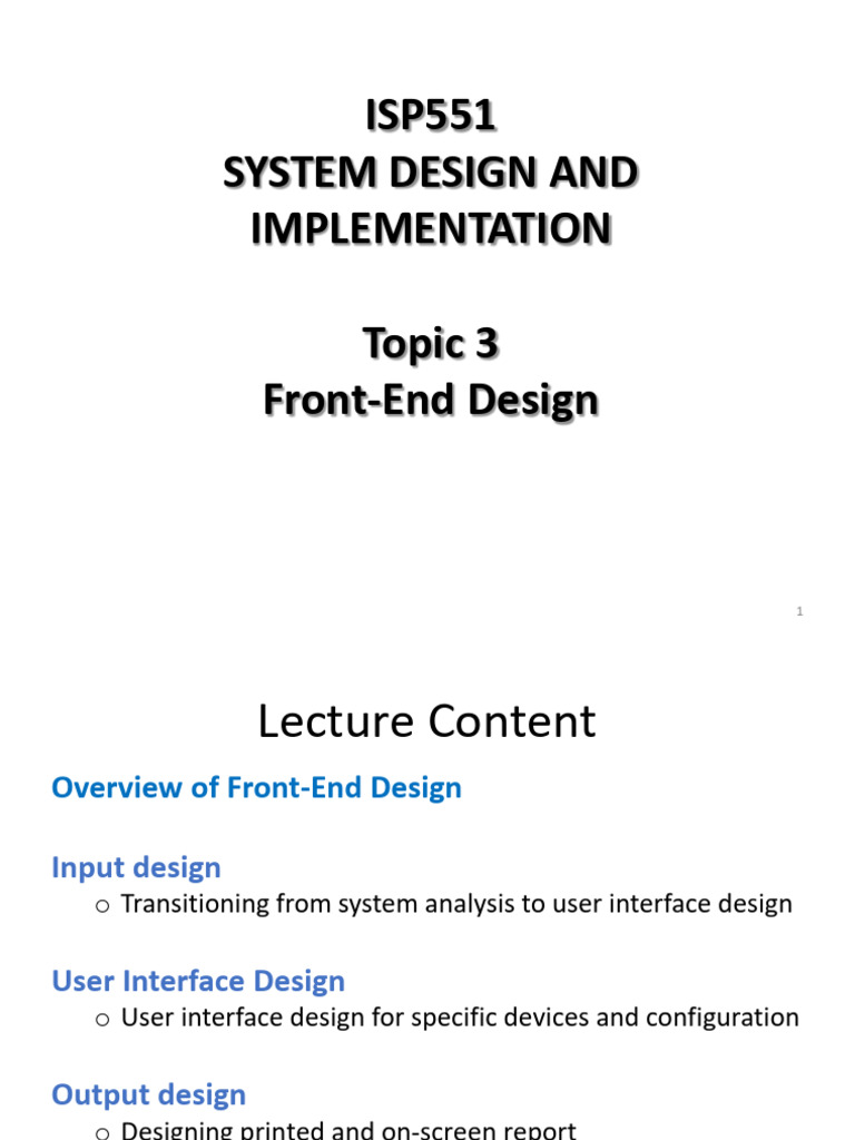 Front-End Design: UI and Input Strategies | PDF | User Interface ...