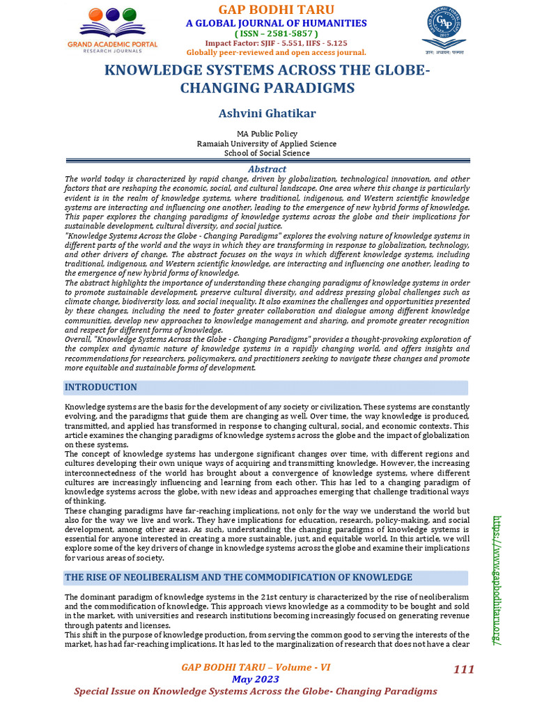 Knowledge Systems Across The Globe | PDF | Knowledge | Biodiversity