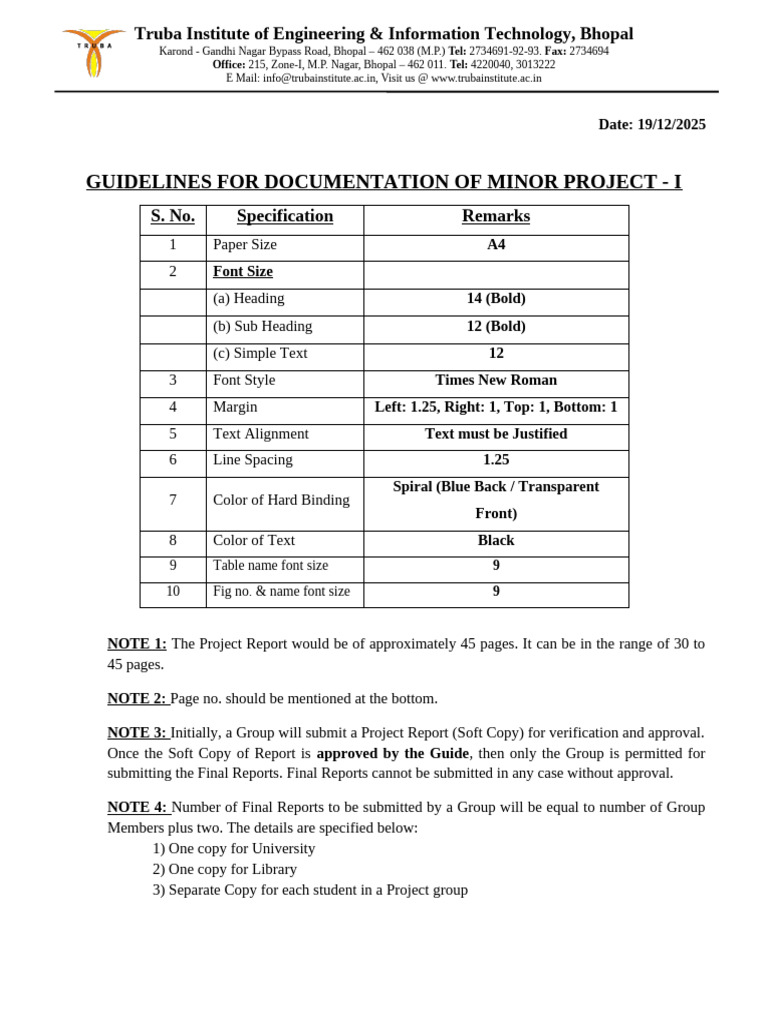 Minor Project I - Guidelines | PDF