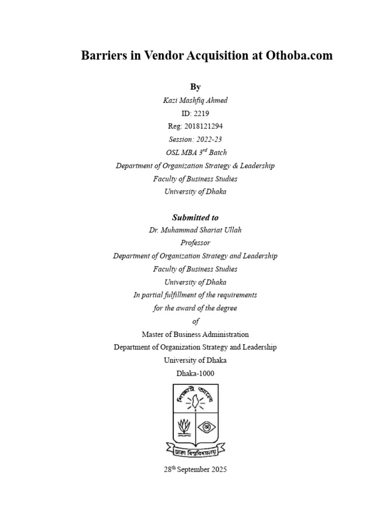 Internship Report MBA Mashfiq 2219 | PDF | E Commerce | Retail