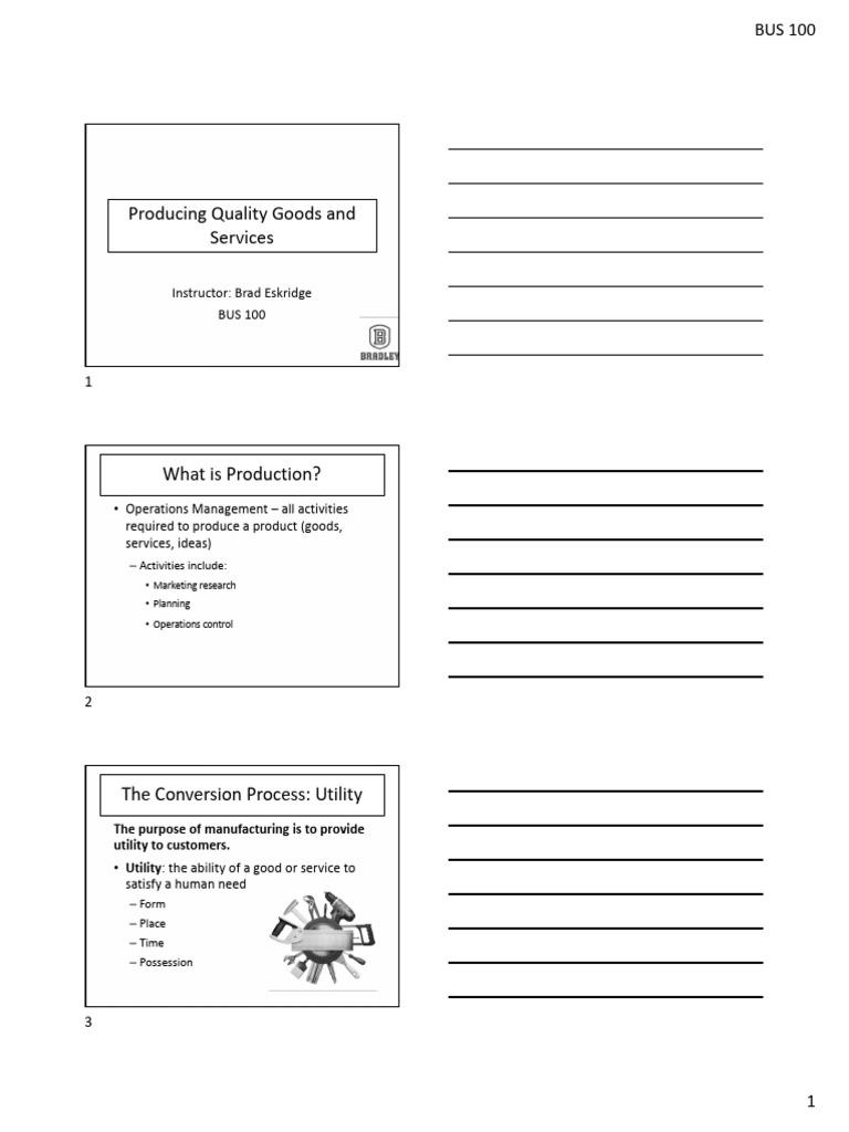 Producing Quality Goods and Services - BUS 100 | PDF | Goods | Economies