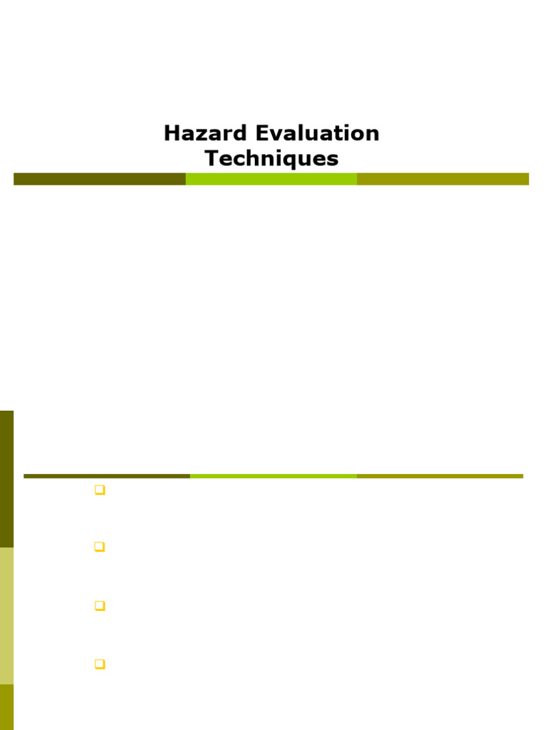 Hazard Evaluation Techniques Overview | PDF | Risk | Reliability ...