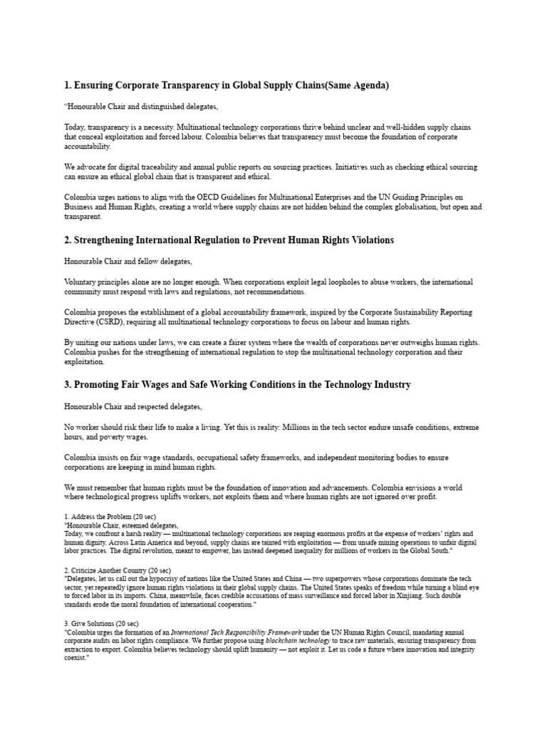 Bdmun Unhrc Colombia Mod Coc | PDF | Occupational Safety And Health ...
