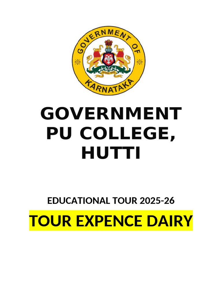 Government Pu College, Hutti: Tour Expence Dairy | PDF