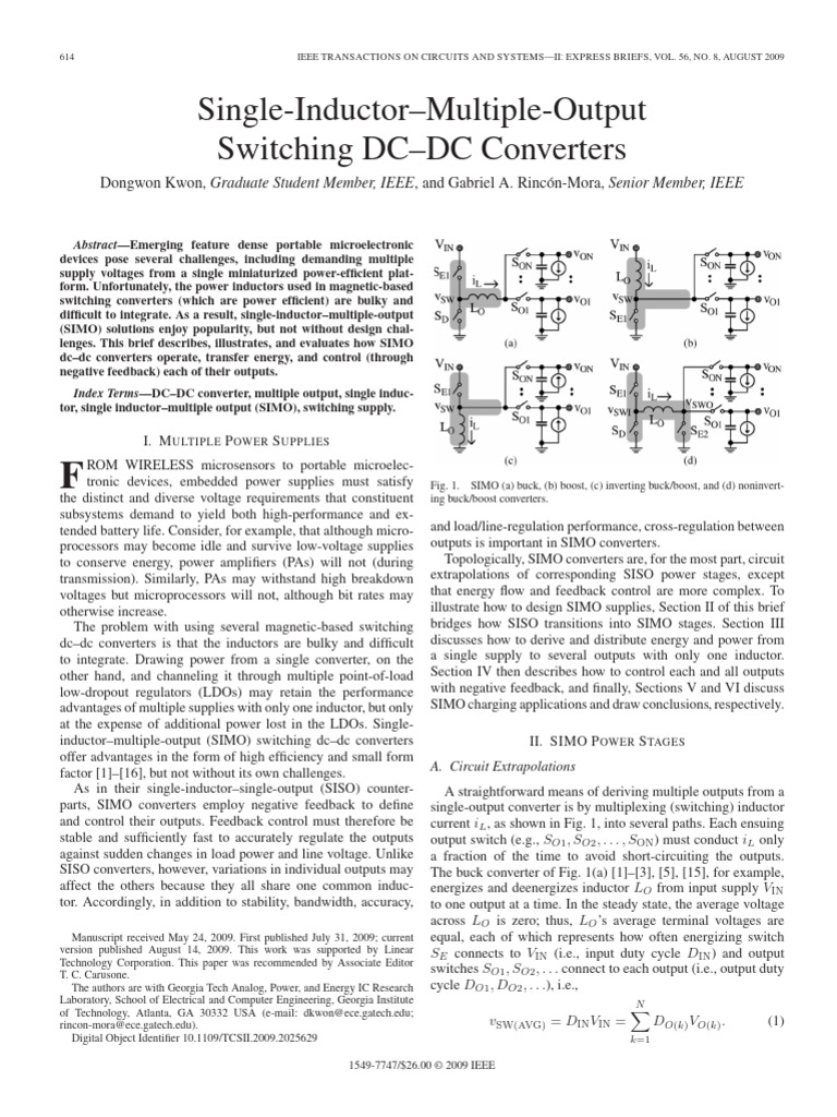 Single-Inductor-Multiple-Output Switching DC-DC Converters | PDF ...