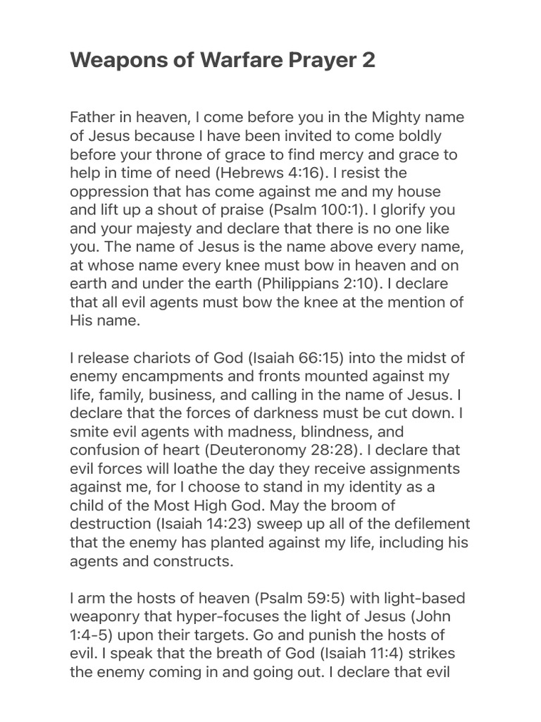 Weapons of Warfare Prayer Guide | PDF | Heaven | Religious Belief And ...