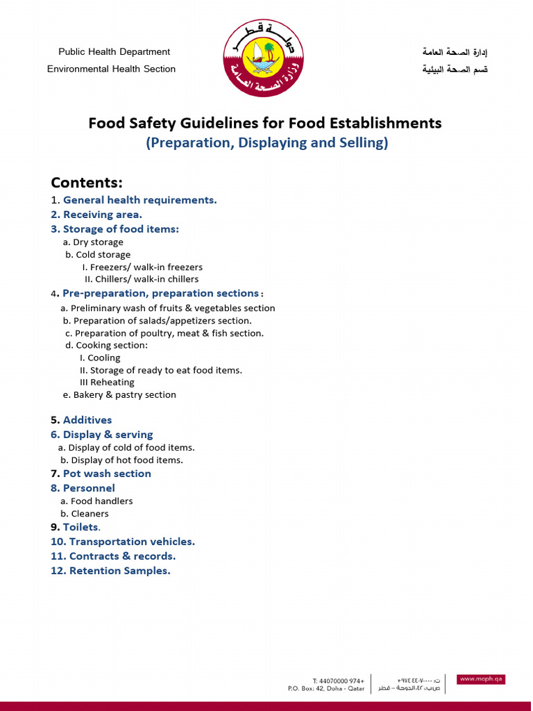 Food Safety Guidelines for Establishments | PDF | Refrigerator | Sink