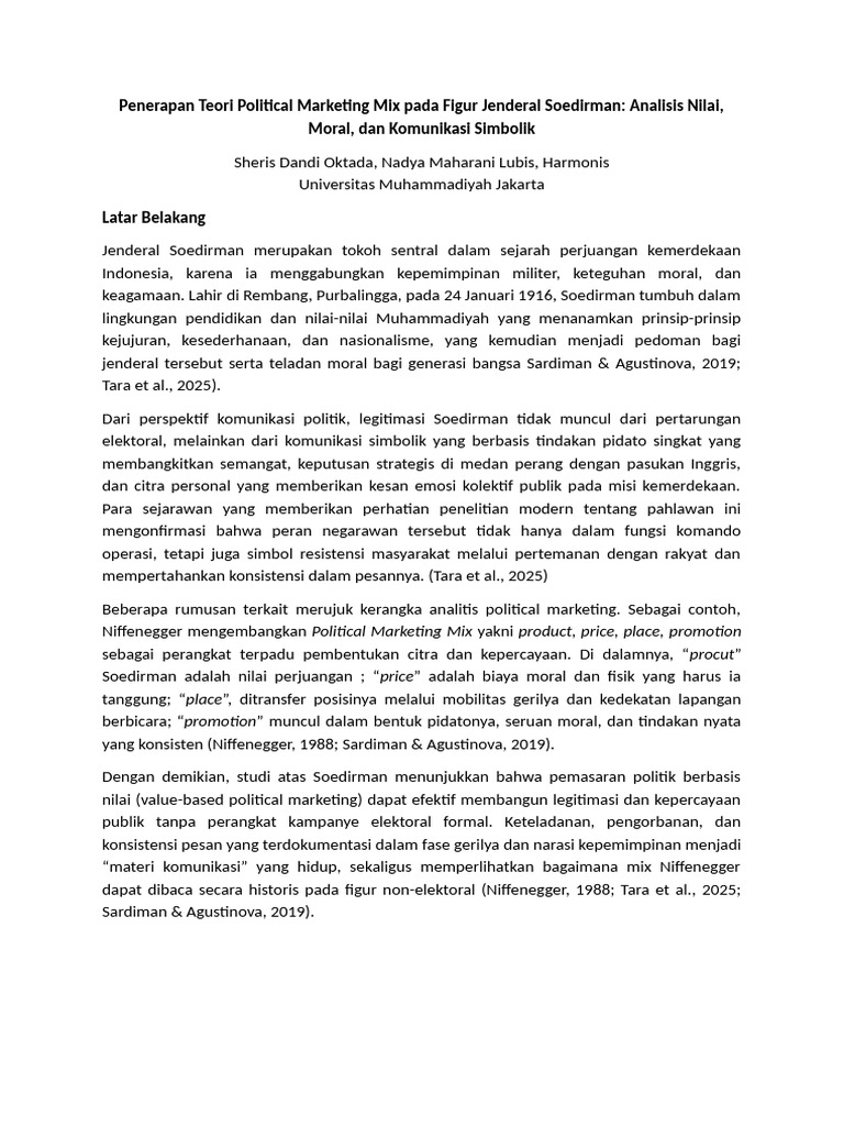 Penerapan Teori Political Marketing Mix Pada Figur Jenderal Soedirman | PDF