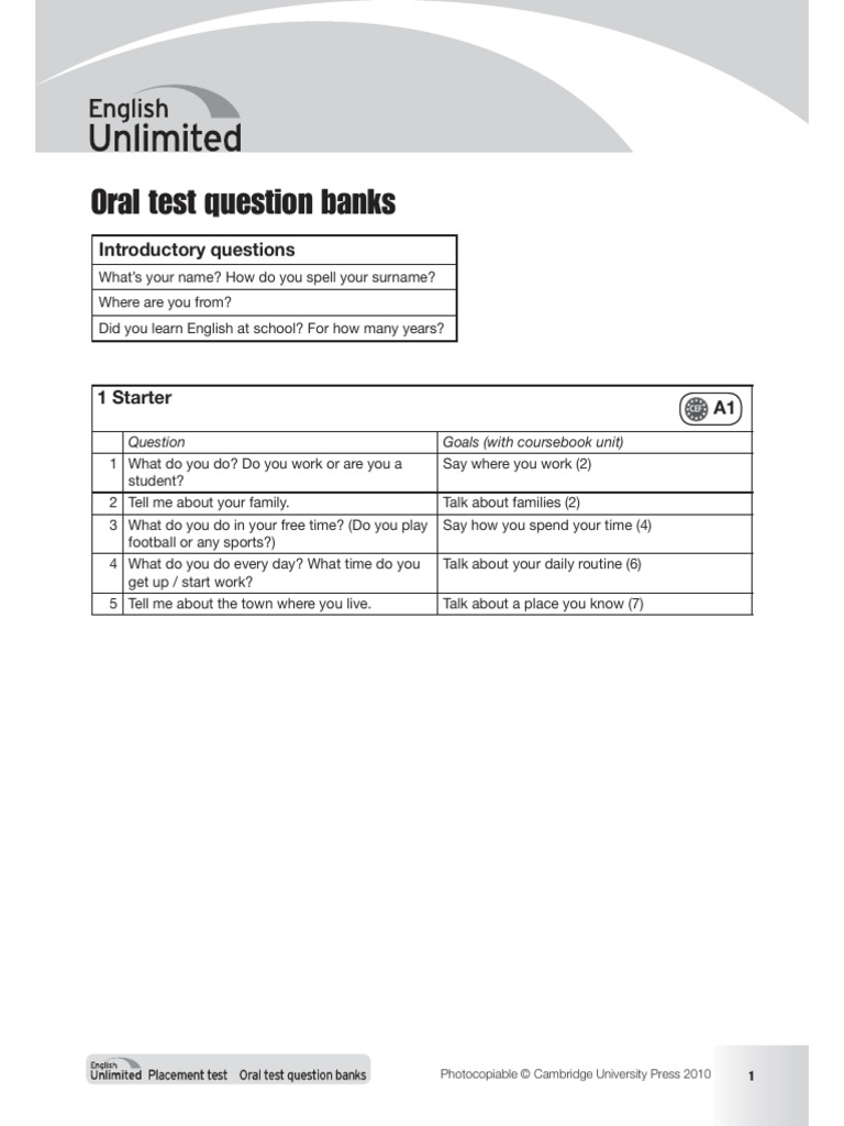 English Unlimited OralTest | PDF