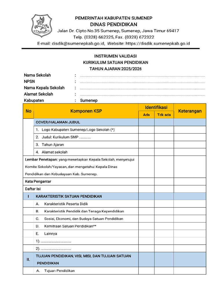Instrumen KSP 2025 Siap | PDF