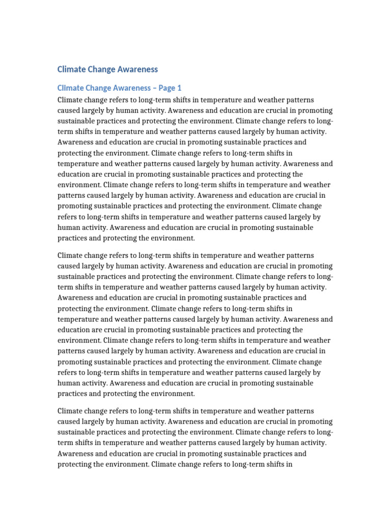 Climate Change Awareness 10 Pages | PDF | Climate | Natural Environment