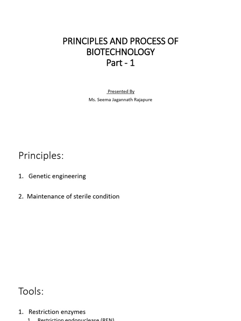 Part 1 - Principles and Process of Biotechnology | PDF | Plasmid ...