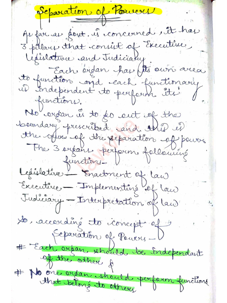 #3 Separation of Powers Administration Law Notes@Lawvita | PDF