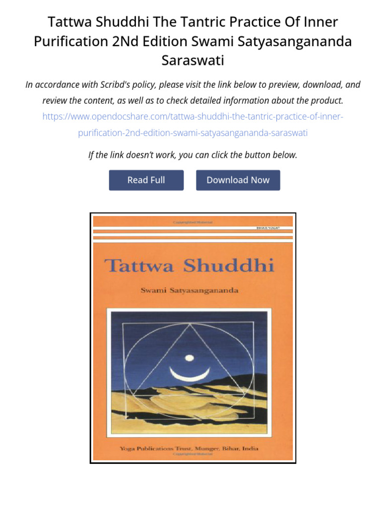 Tattwa Shuddhi The Tantric Practice of Inner Purification 2nd Edition ...