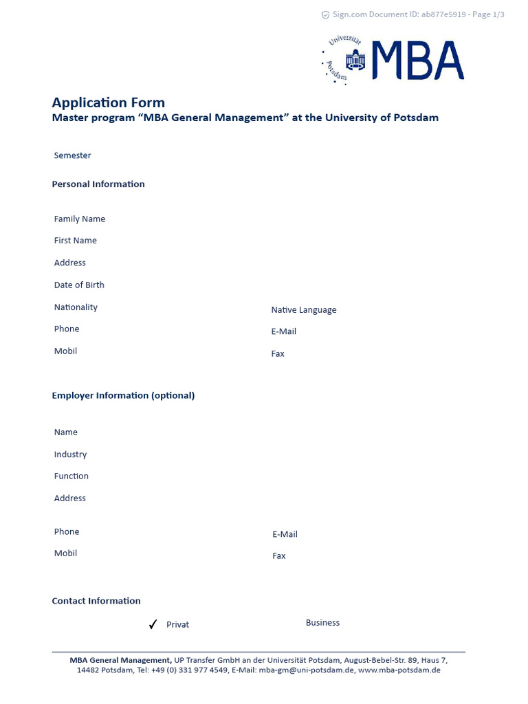 MBA GM Application Form 2025 | PDF | Qualifications | Vocational Education