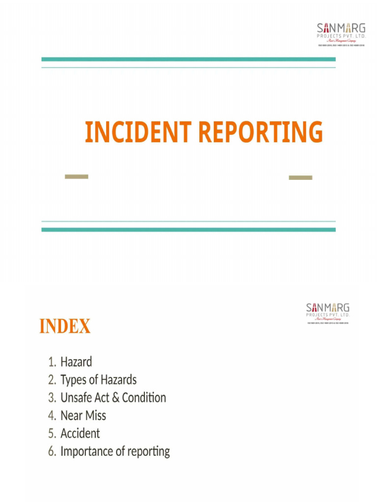Week 13 Reporting Incidents and Unsafe Actions (What, Why, Whom | PDF