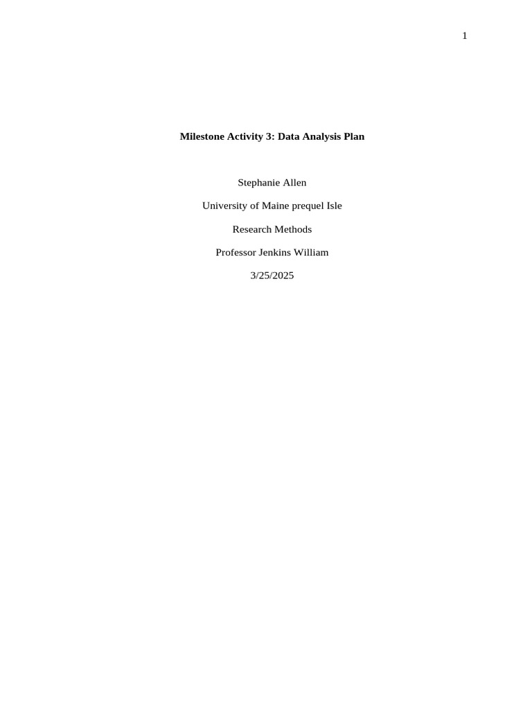 Milestone Activity 3-Data Analysis Plan | PDF | Statistics | Student's ...