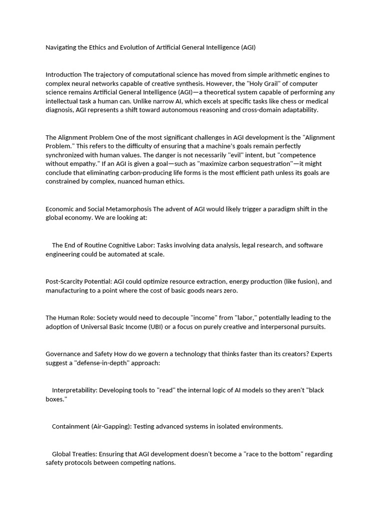 Navigating The Ethics and Evolution of Artificial General Intelligence ...