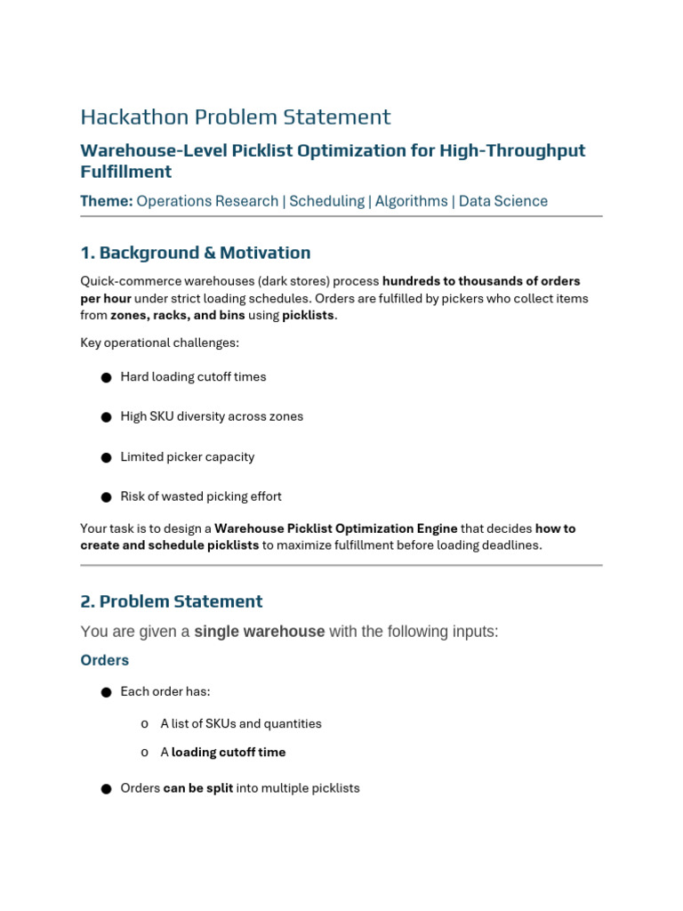 Hackathon Problem Statement | PDF | Warehouse | Comma Separated Values