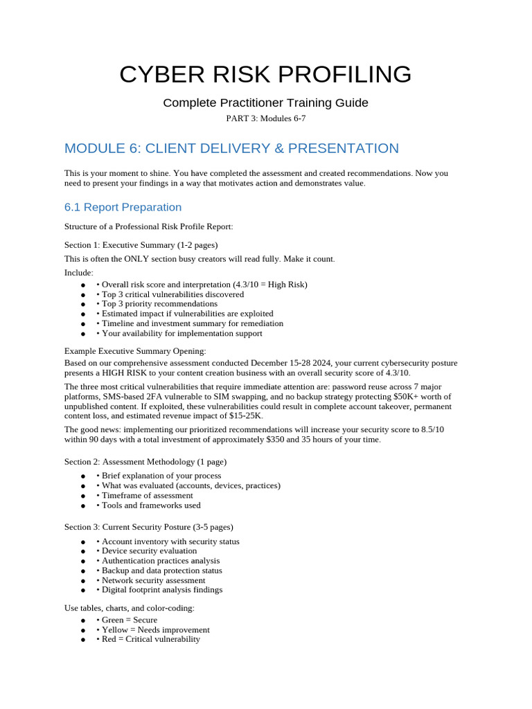 Cyber Risk Profiling Training Part3 Modules 6-7 | PDF | Computer ...