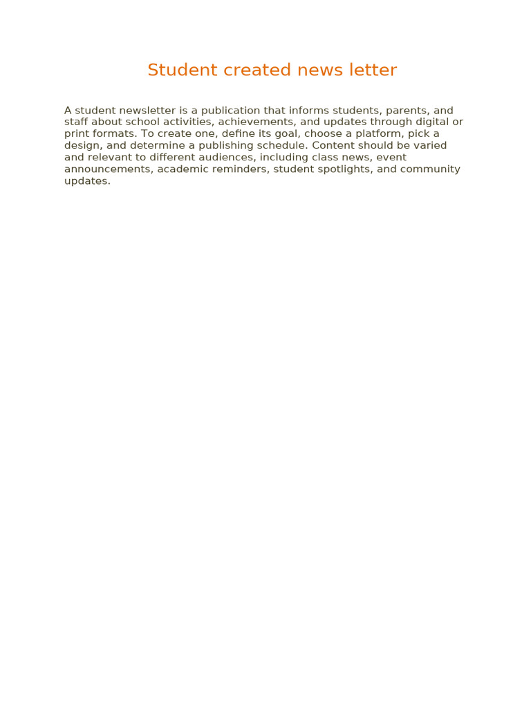 Student Created News Letter | PDF