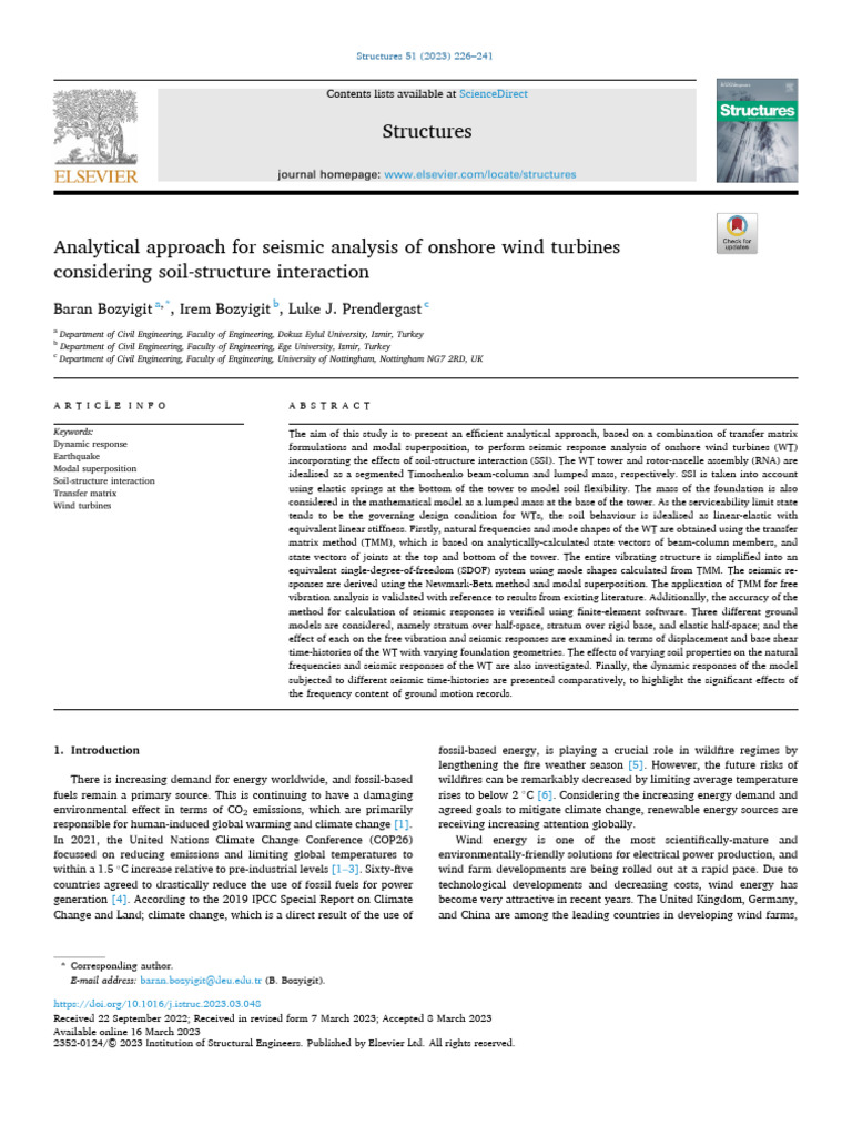 Seismic Analysis of Wind Turbines with SSI | PDF | Climate Change ...