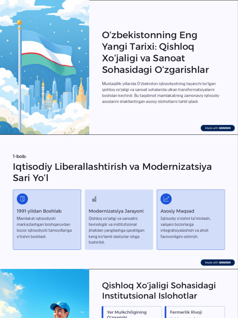 Ozbekistonning Eng Yangi Tarixi Qishloq Xojaligi Va Sanoat Sohasidagi ...