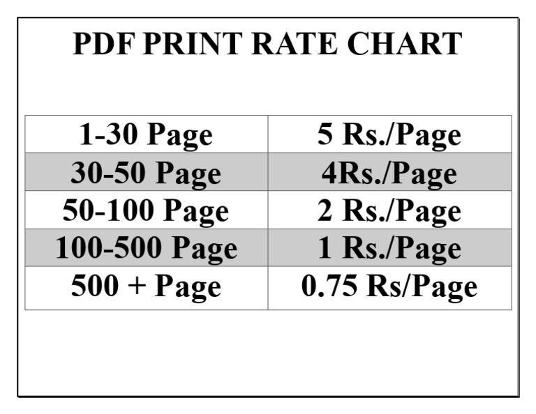 PDF Print Rate Chart | PDF